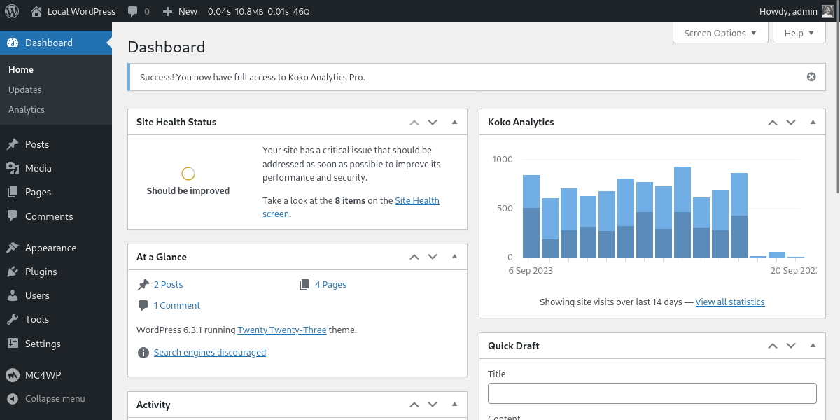 Installing Koko Analytics Pro | Koko Analytics