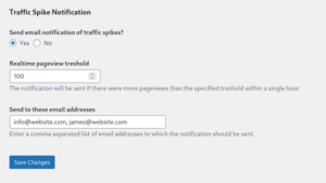 Get traffic spike notifications over email | Koko Analytics